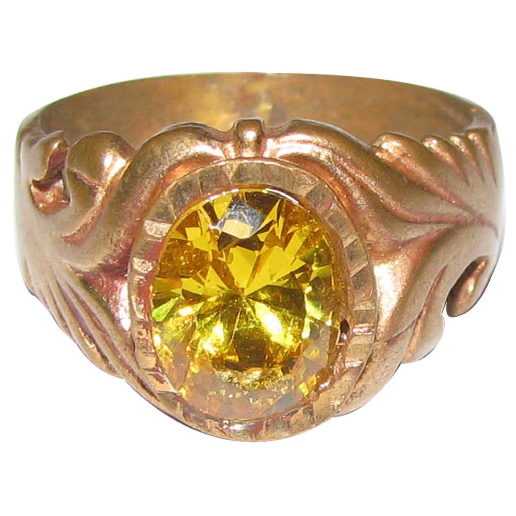 Aadhyathmik Aimpon Panchalogam Yellow Knowledge Remedy Ring Panchaloha ...