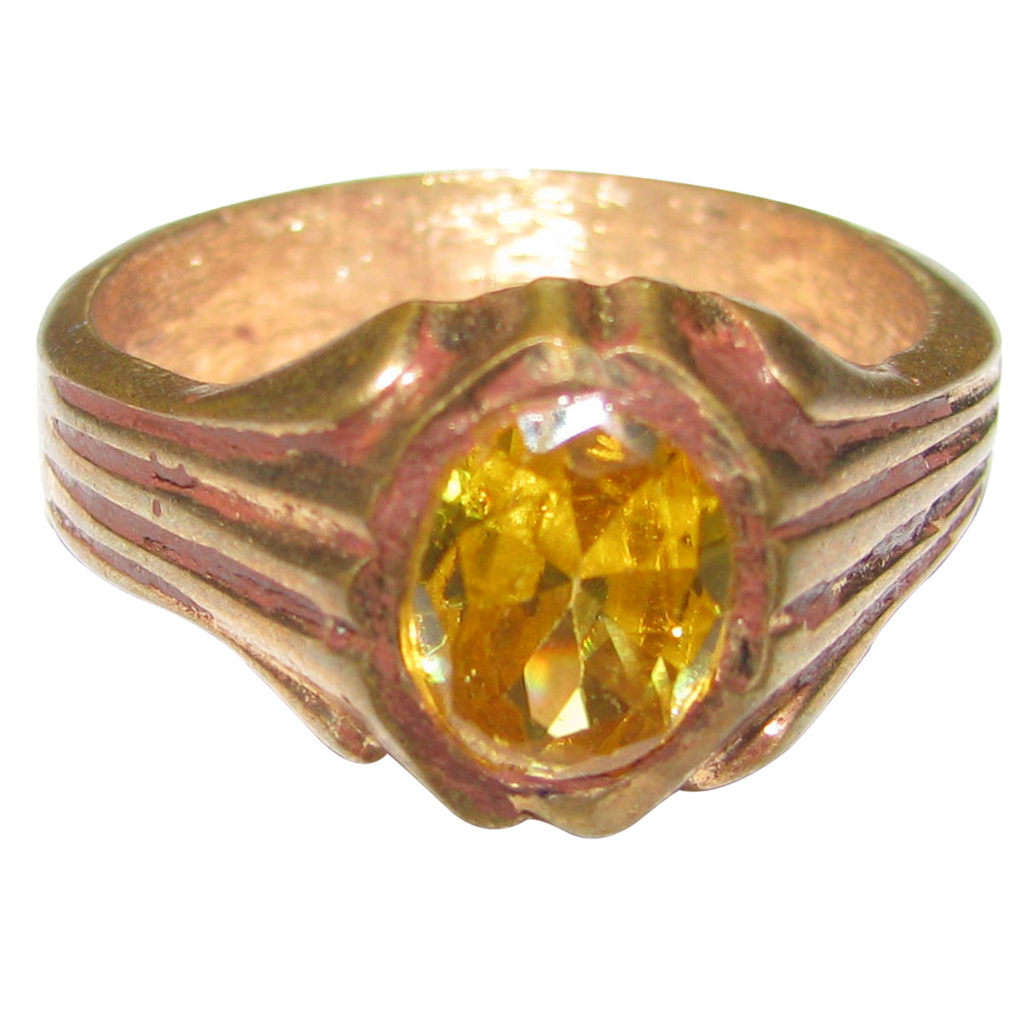 Aadhyathmik Aimpon Panchalogam Yellow Guru Graha Ring Panchaloha Guru ...