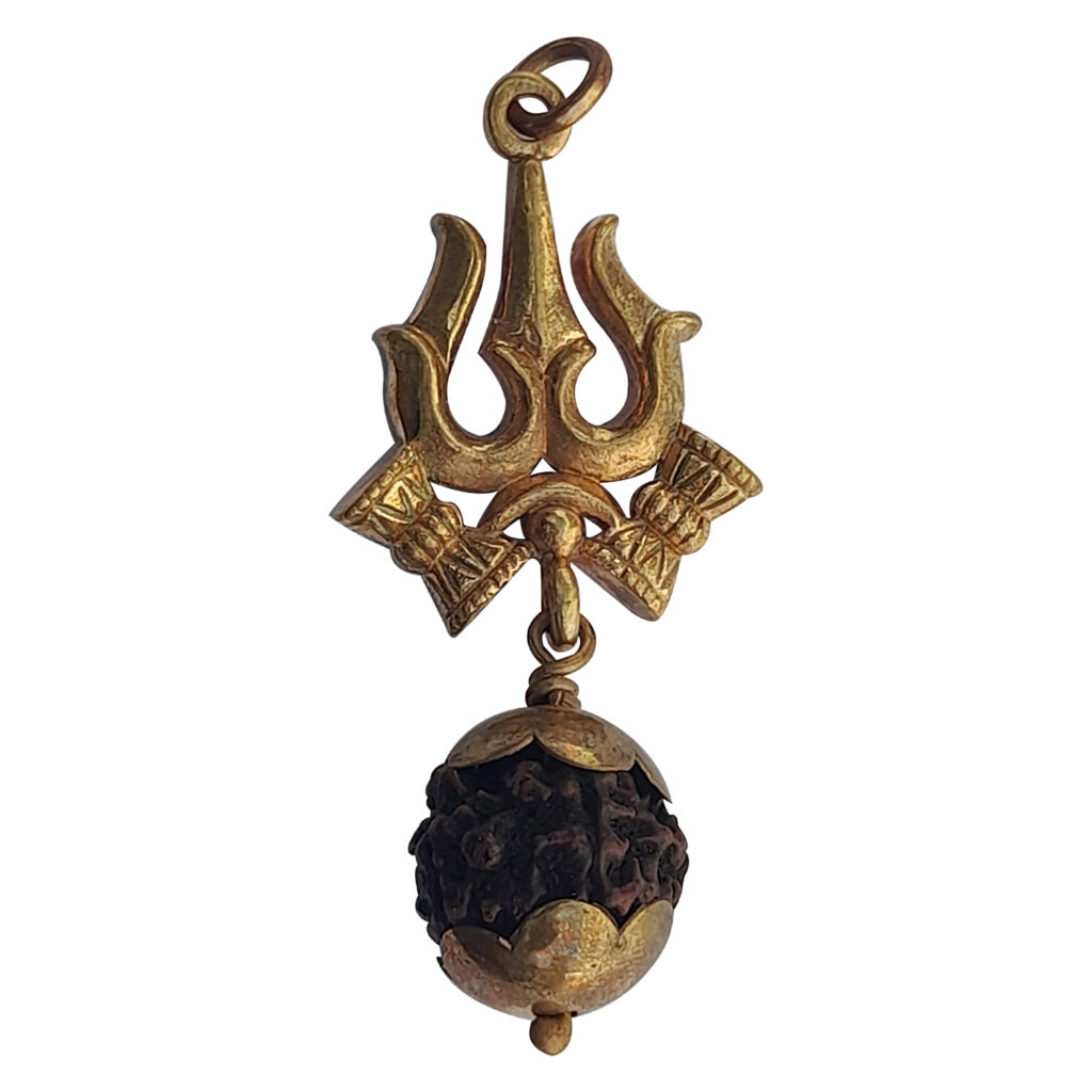 S9038-29 - Aadhyathmik Trishul Damru Rudraksha Panchaloha Pendant 2inch ...