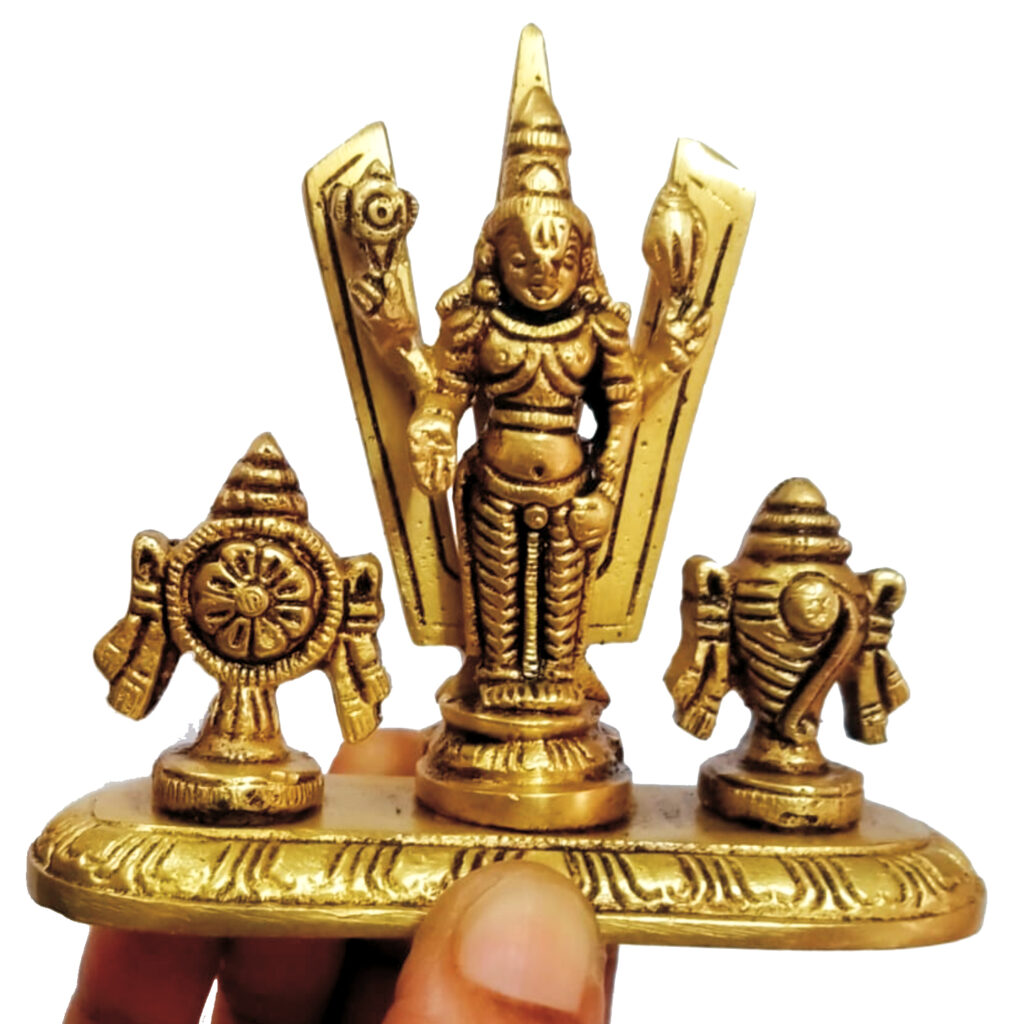S9031-75 - Aadhyathmik Sankh Chakra Nama with Balaji Brass Idol ...